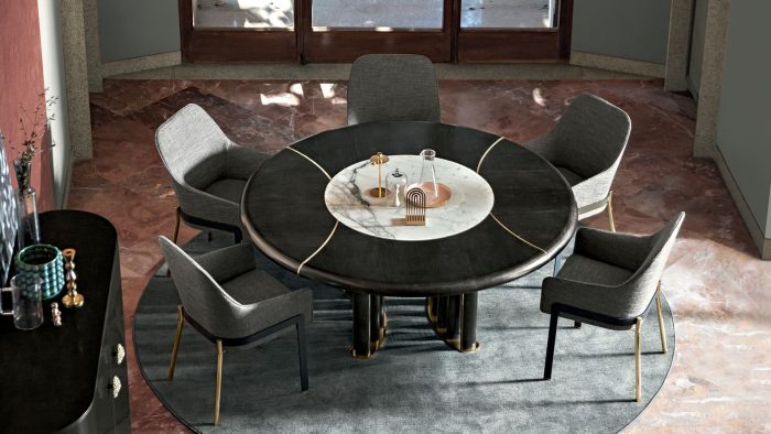 Round table with metal inserts Oliver | Opera Contemporary