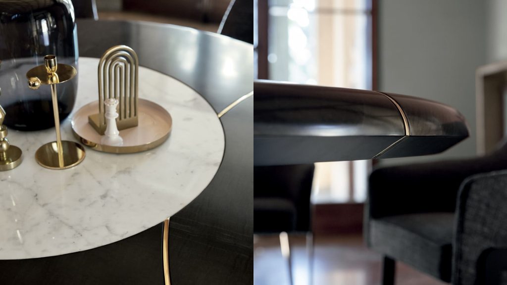 Round table with metal inserts Oliver | Opera Contemporary
