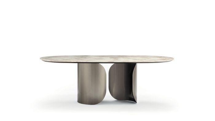 Oval table with metal bases Oscar | Opera Contemporary