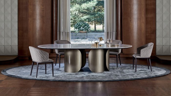 Oval table with metal bases Oscar | Opera Contemporary